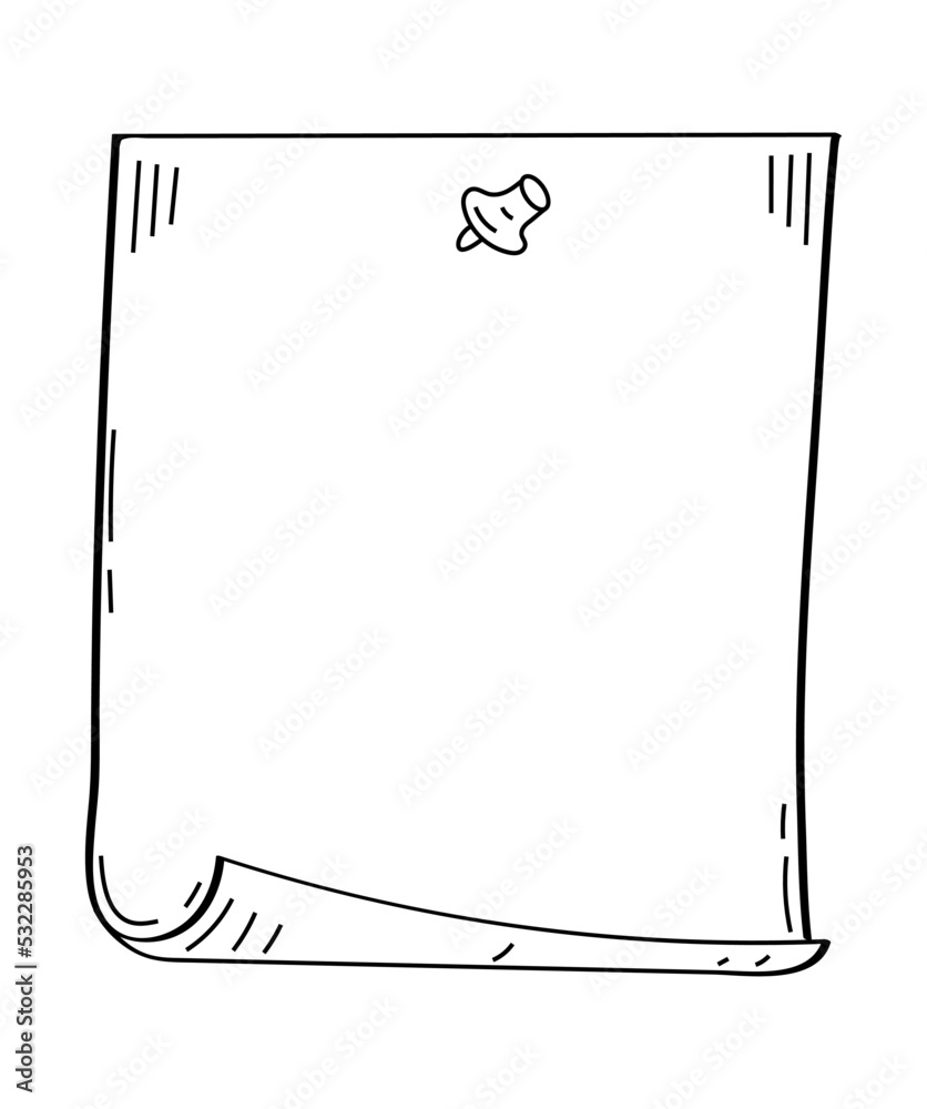Paper empty sheet in doodle style. Sketch stikers vector illustration ...