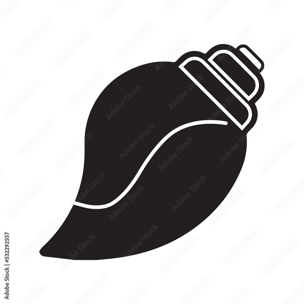 Conch shell marine shankh icon | Black Vector illustration | Stock ...