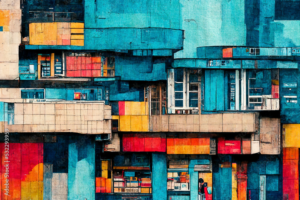 architectural abstract, colorful photorealistic digitally-created ...