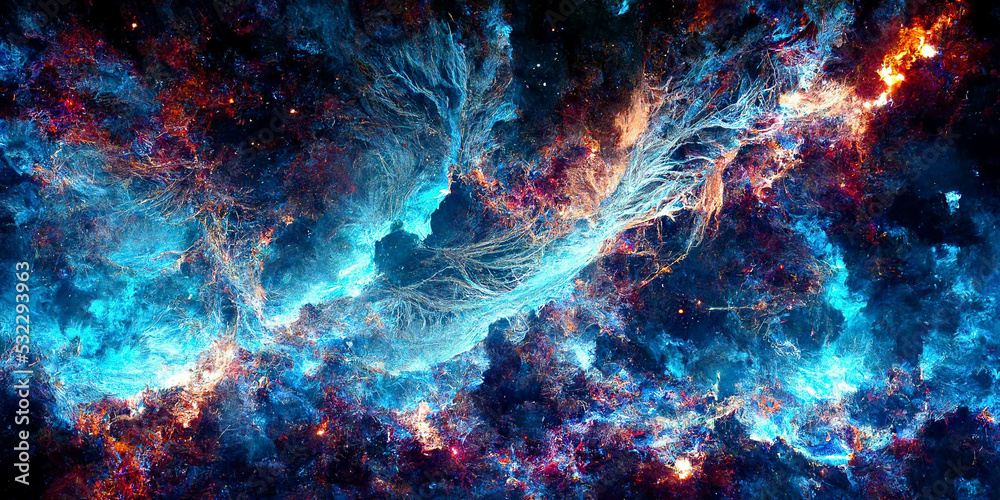 night sky with nebulae photorealistic digitally-created illustration ...