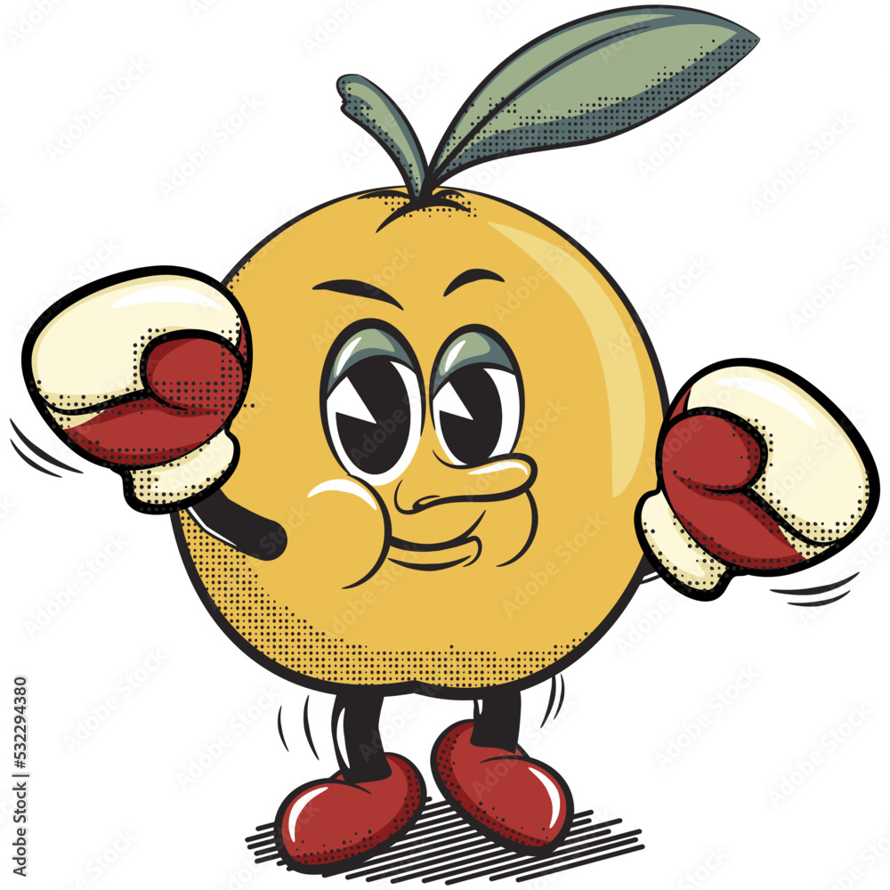 vector illustration of vintage cartoon character from orange fruit to ...