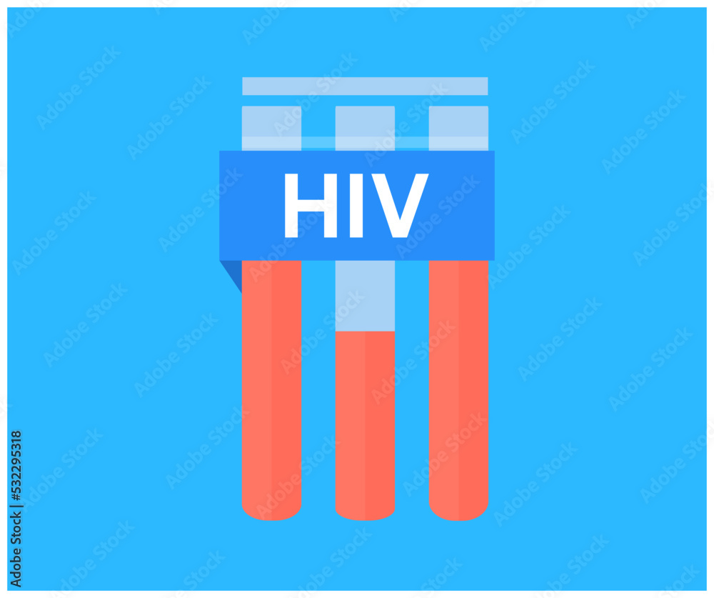 Sample blood collection tube with HIV test label logo design. HIV ...