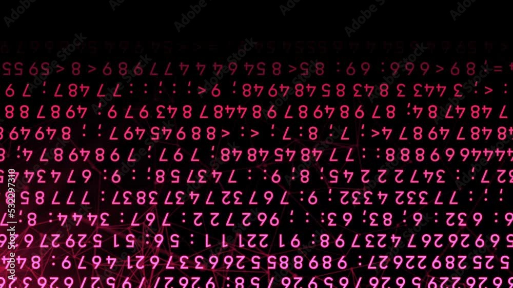 Abstract blinking and changing numbers with connected dots and lines on ...