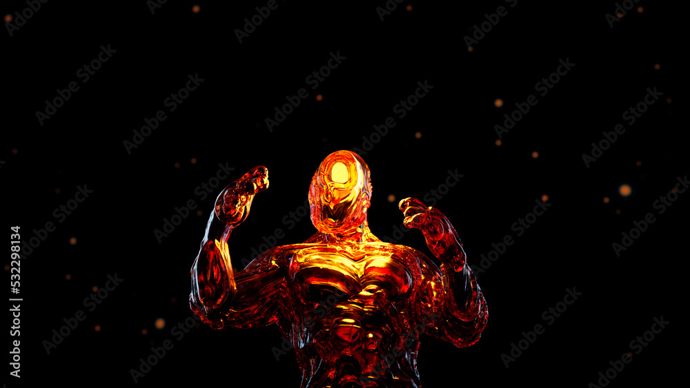 A fantastic cosmic being with an unstable transparent body, creates ...