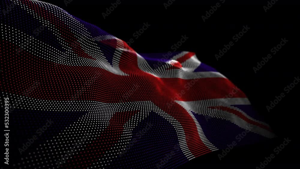 Seamless looping animated digital flag of United Kingdom overlay ...