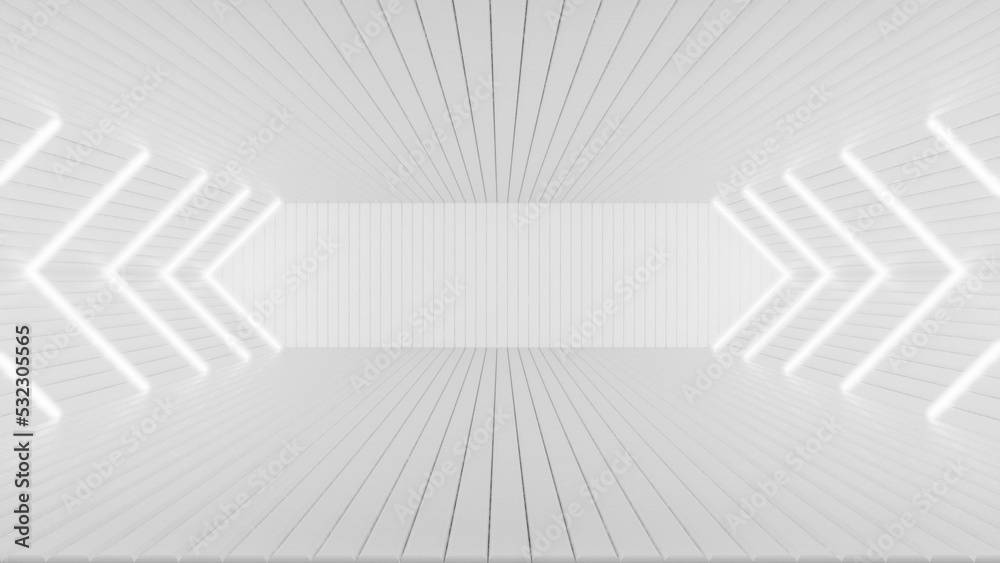 White neon laser led lights on Sci-Fi futuristic modern spaceship in ...