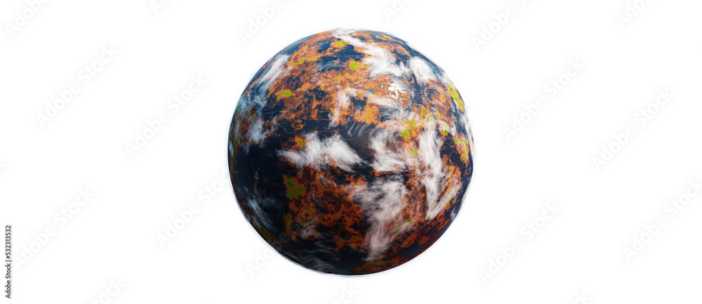Inhabited alien planet on a transparent background, PNG file. Exoplanet ...
