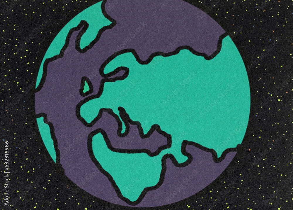 Retro 2D Planet Illustration Stock Photo | Adobe Stock