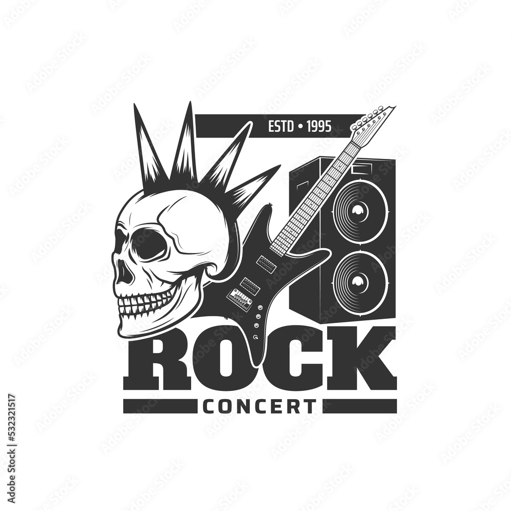 Punk rock concert icon. Heavy metal music live show or festival, rock ...