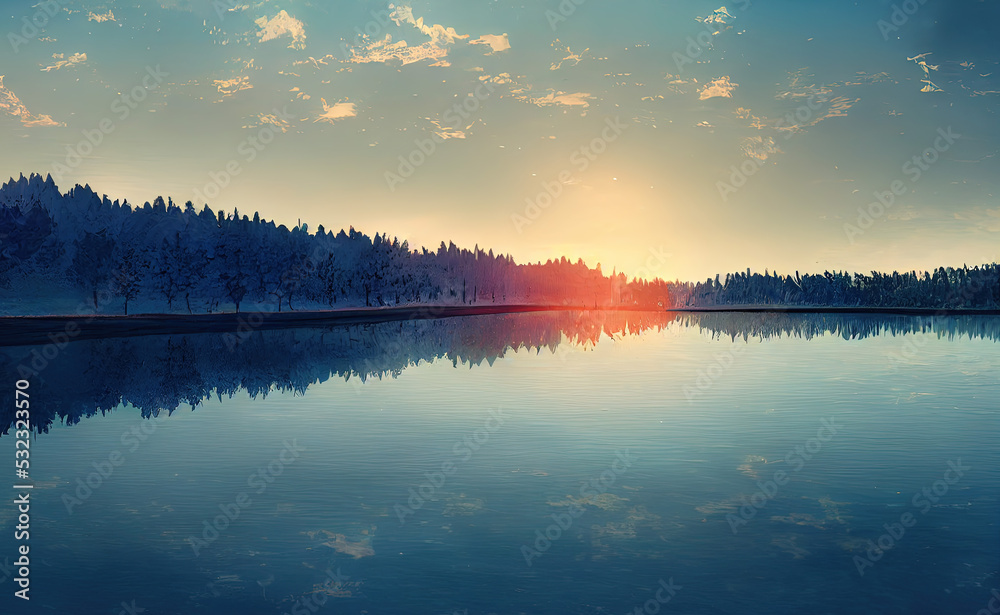 Eternal Running River Water in Mountain and Beautiful Forest. Fantasy ...