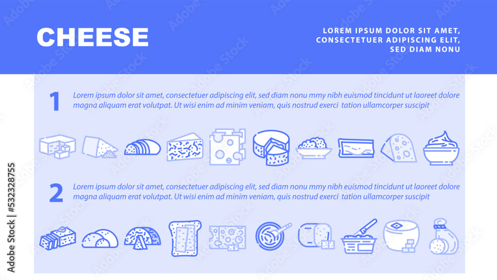 Cheese Dairy Delicious Nutrition landing web page header vector ...