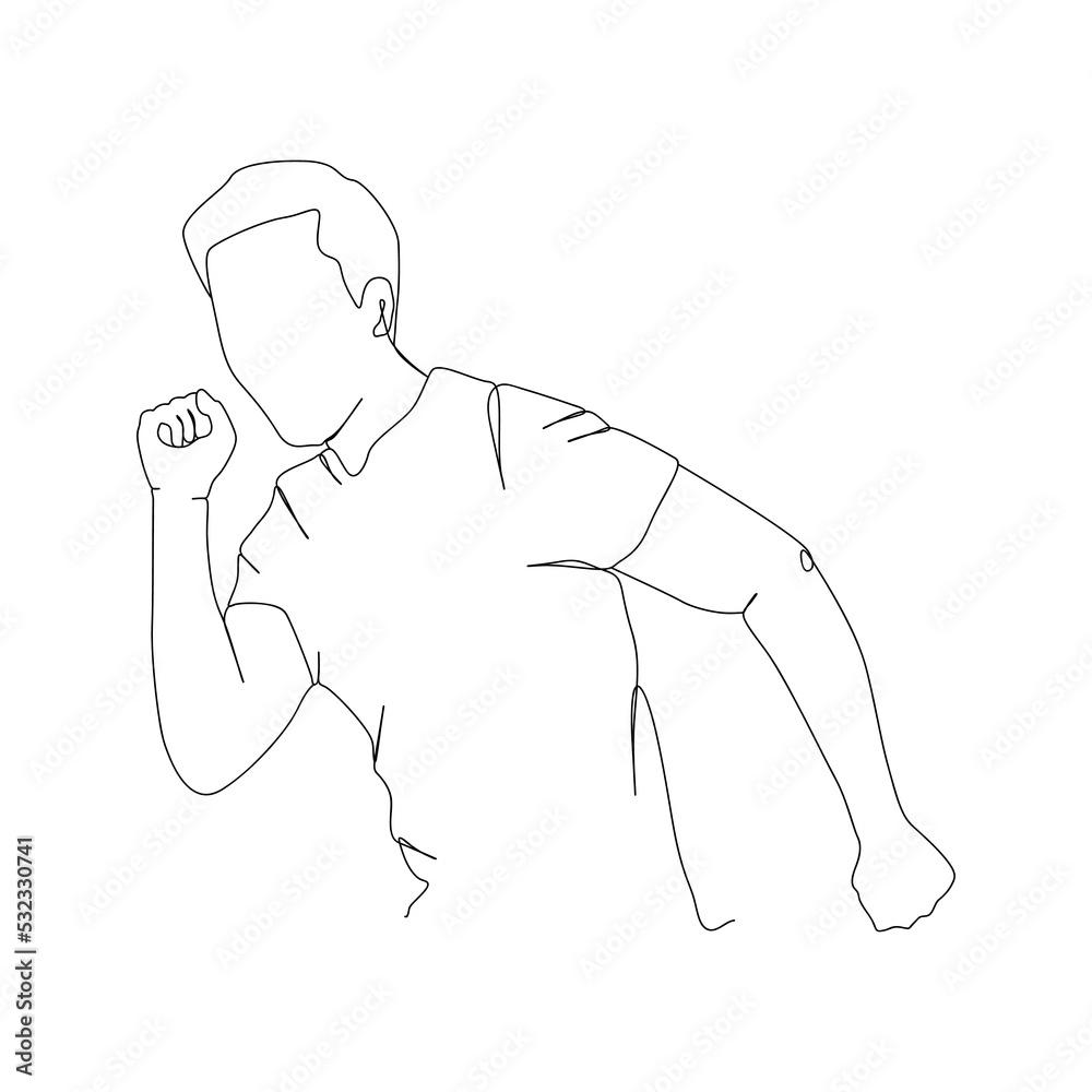 happy boy drawing continuous line minimalist design one line drawing ...