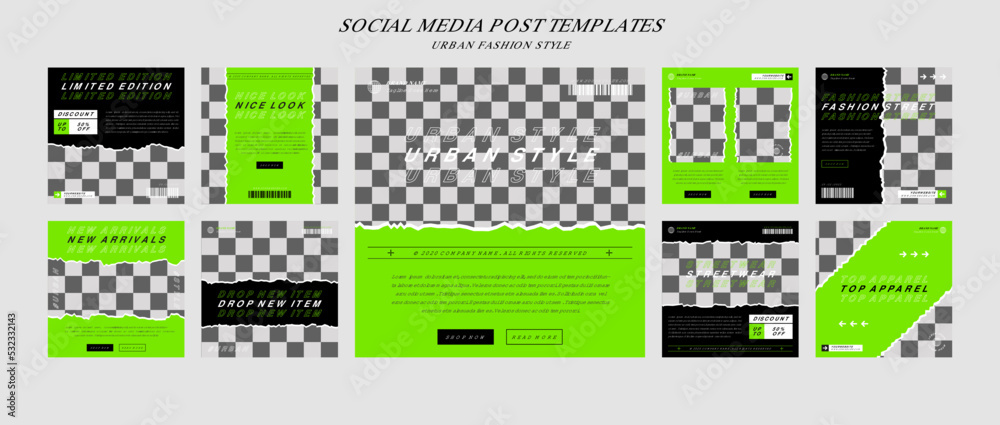 Urban Streetwear Fashion Style Banner Social Media Post Templates Stock