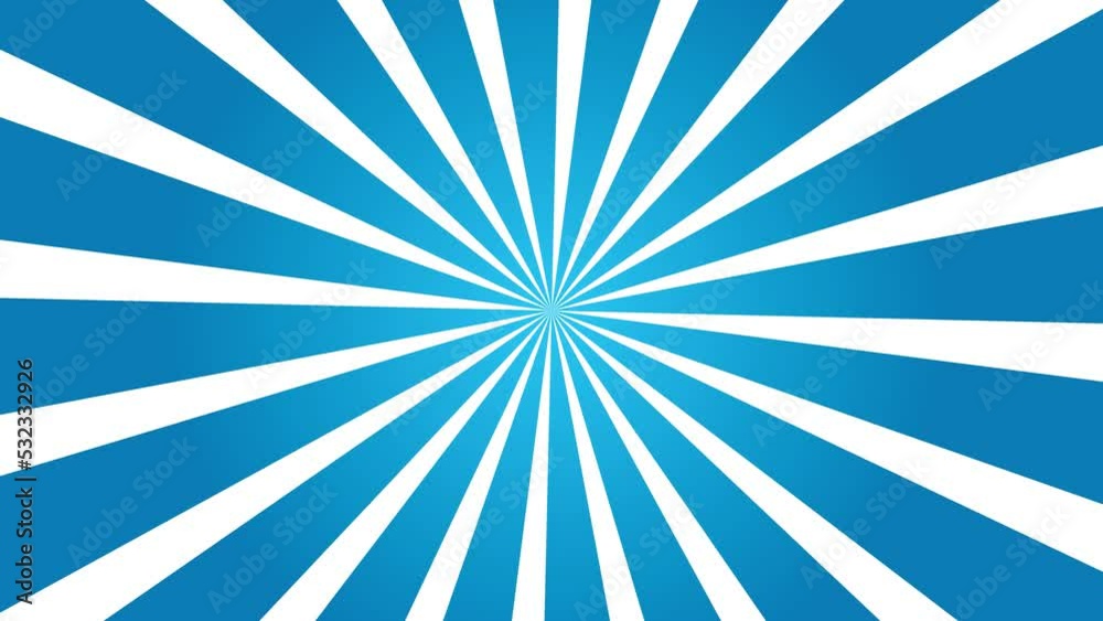 Blue background animation. Sunburst, radial, sun light, circus, stripe ...