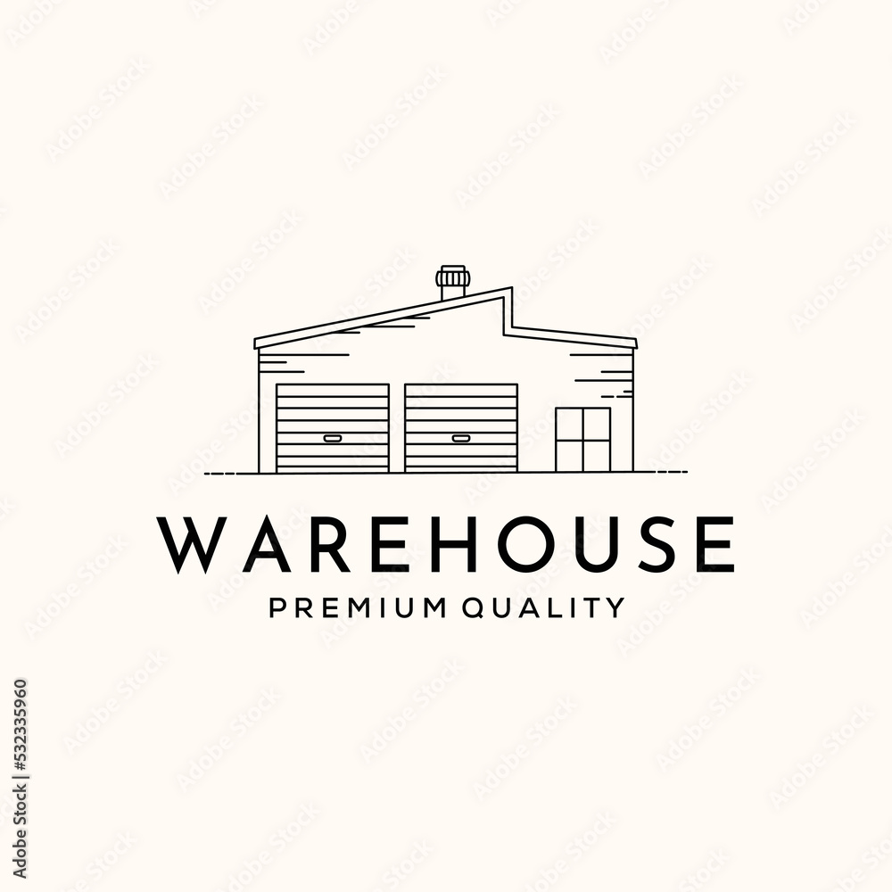 warehouse line art logo vector minimalist illustration design ...