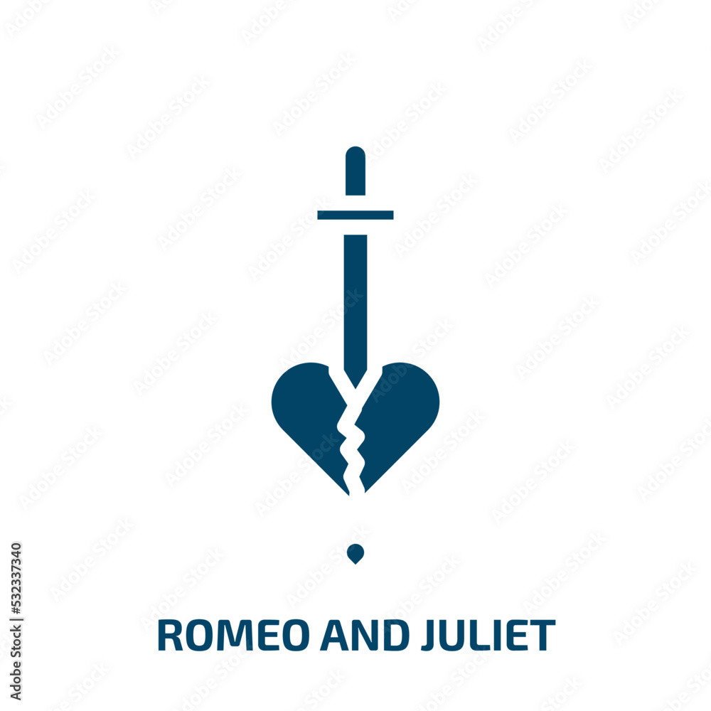 romeo and juliet icon from education collection. Filled romeo and ...