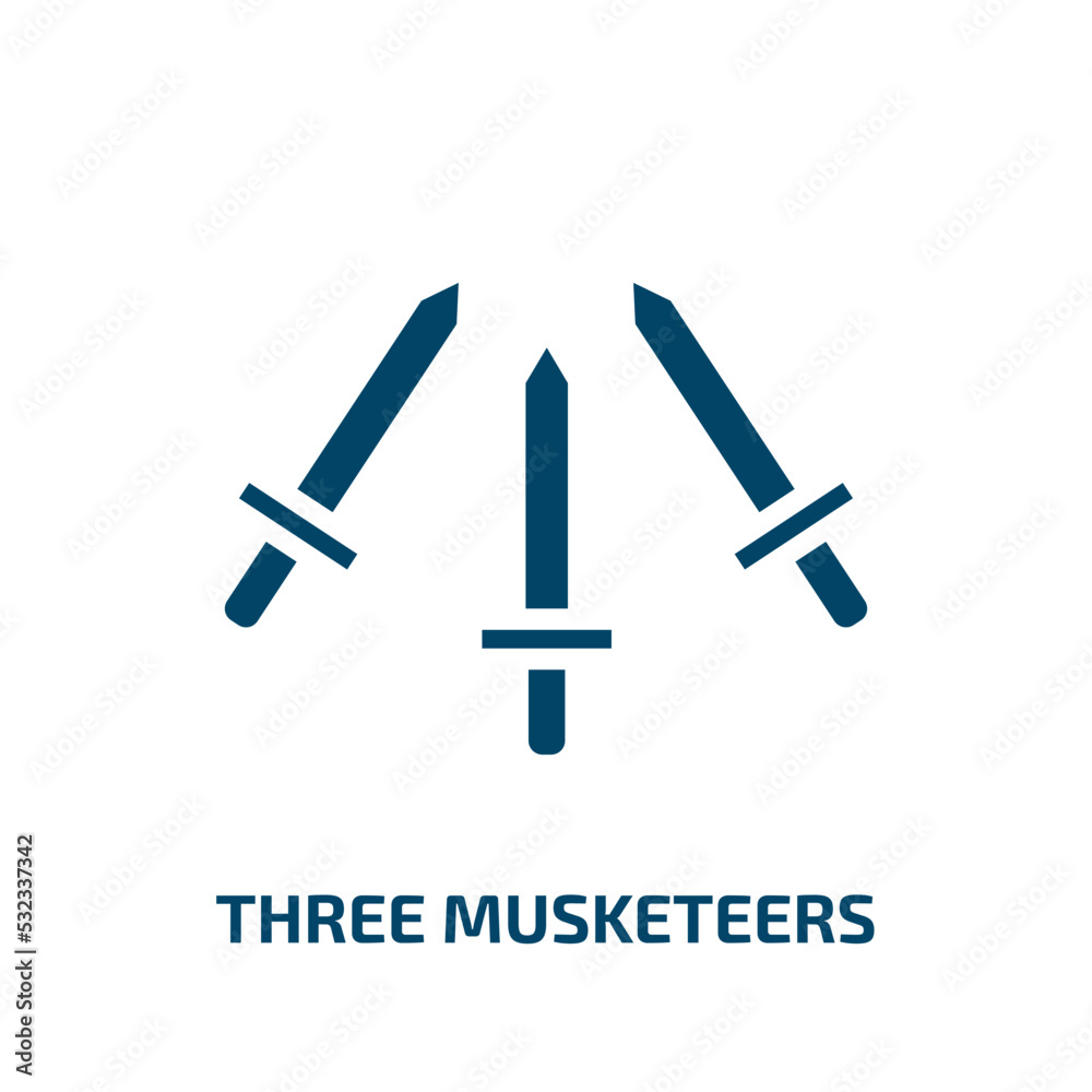 three musketeers icon from education collection. Filled three ...