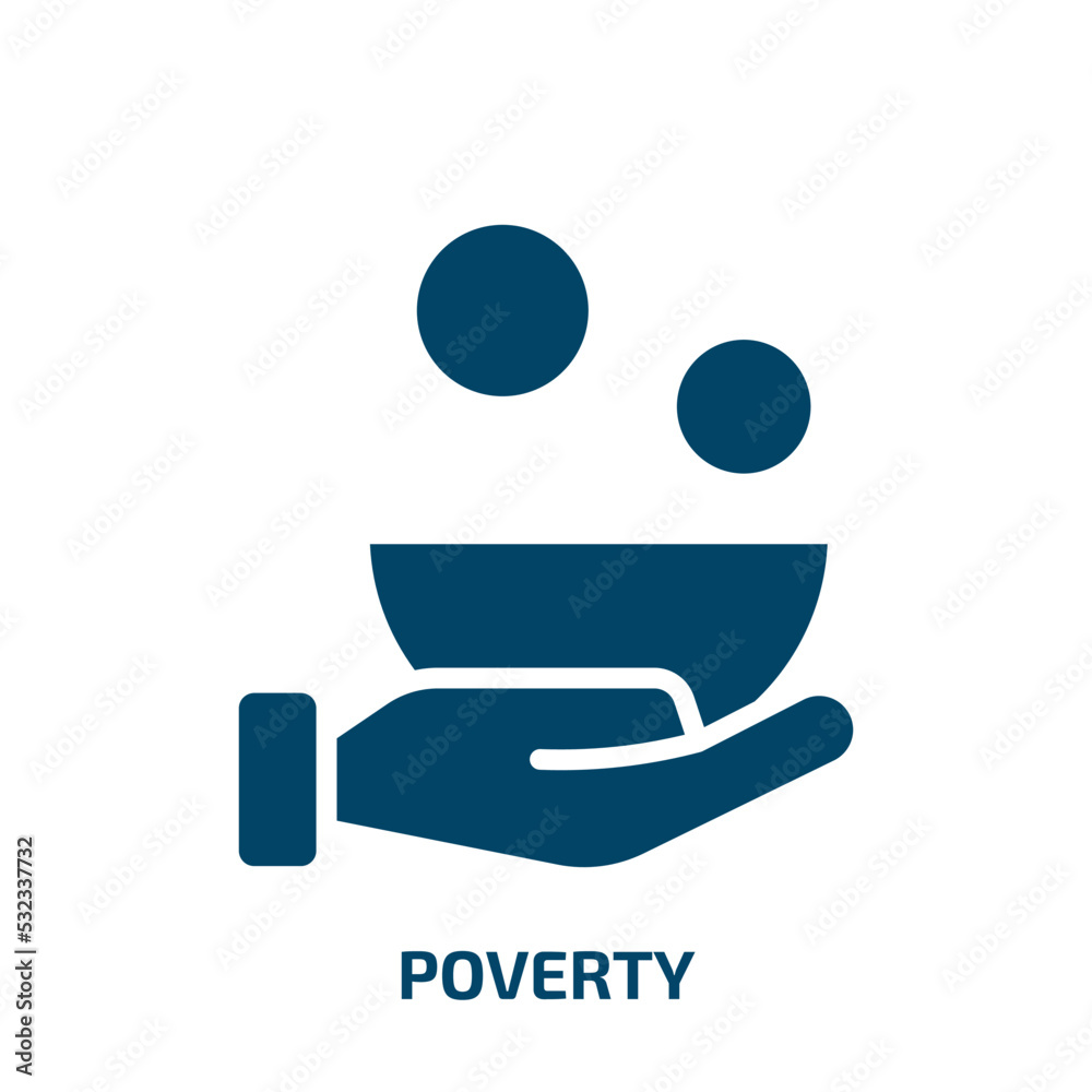 poverty icon from general collection. Filled poverty, money, poor glyph ...