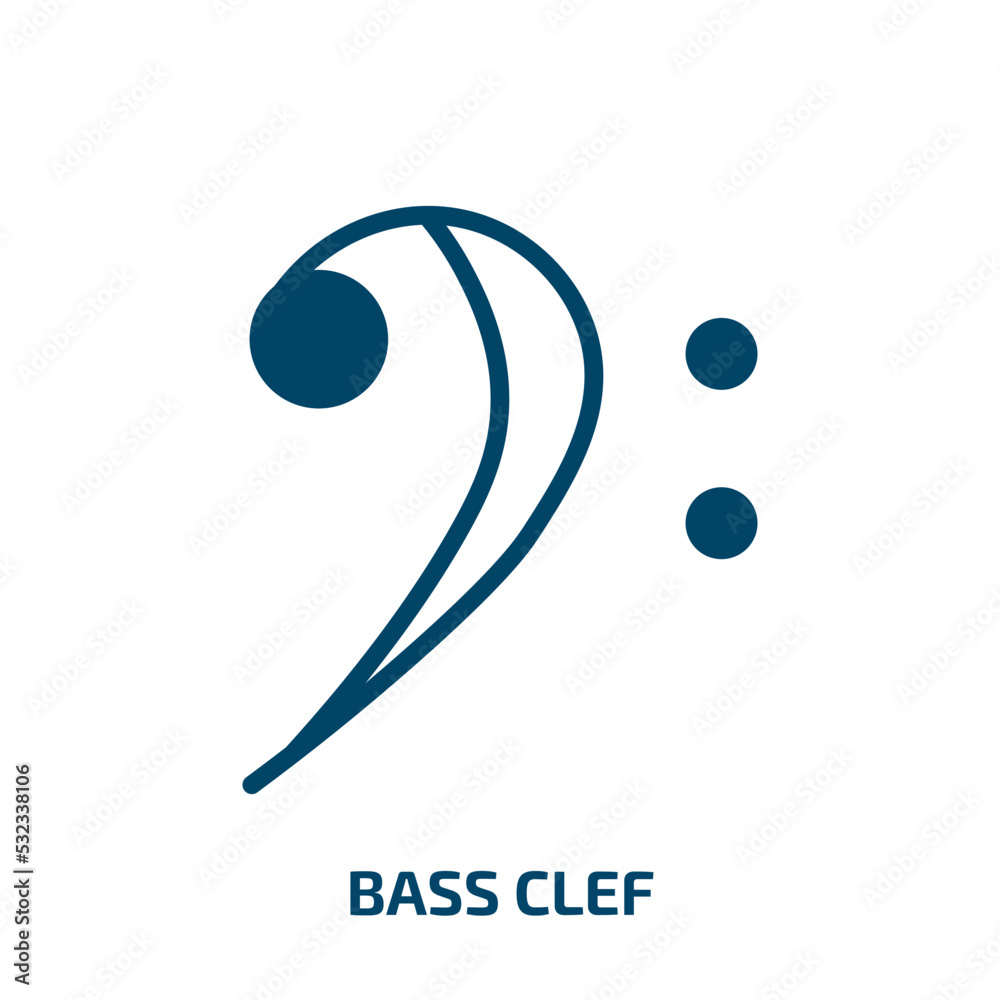 bass clef icon from music and media collection. Filled bass clef, sound ...