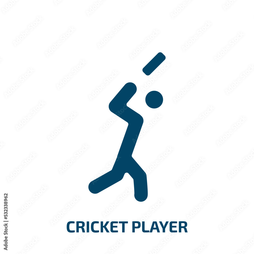 cricket player icon from professions collection. Filled cricket player ...