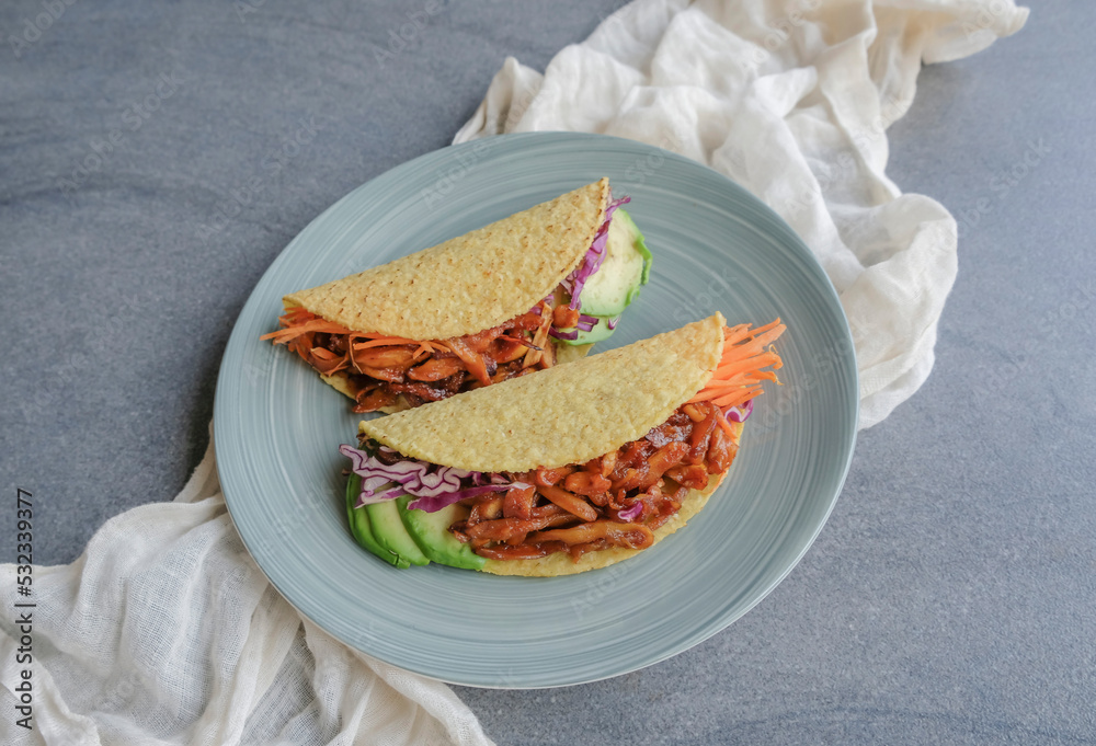 Homemade healthy snacks. Vegan Pulled Pork Taco Fold with Mixed Fruits ...