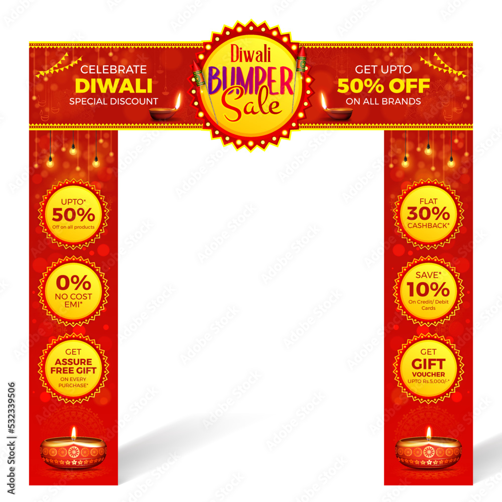 happy diwali festival sale offer entrance arch design, diwali gate ...
