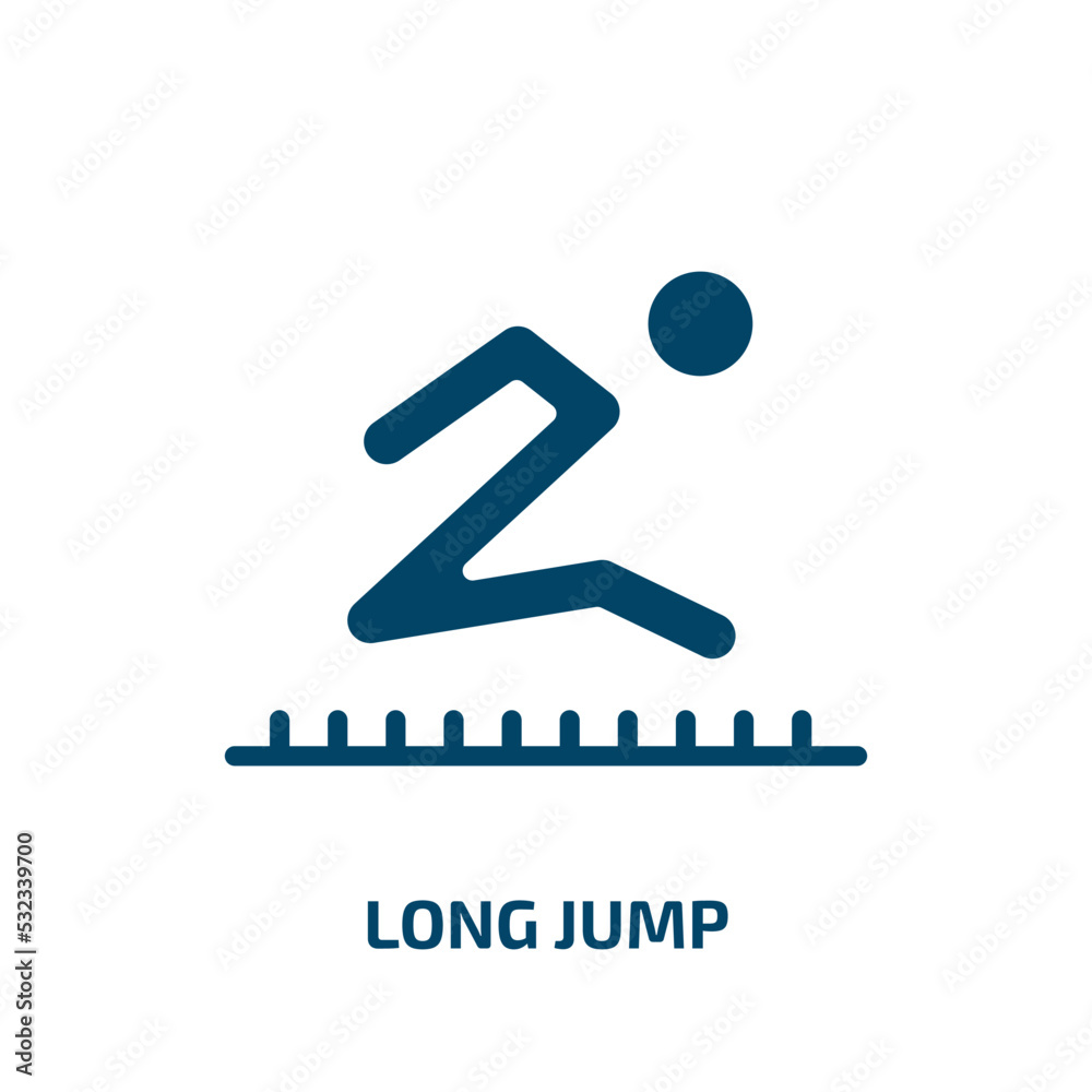 long jump icon from sport collection. Filled long jump, long, jump glyph icons isolated on white ...