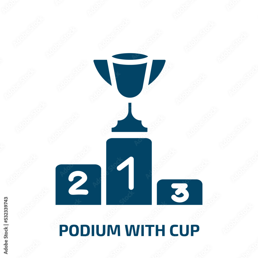 podium with cup icon from sports collection. Filled podium with cup ...