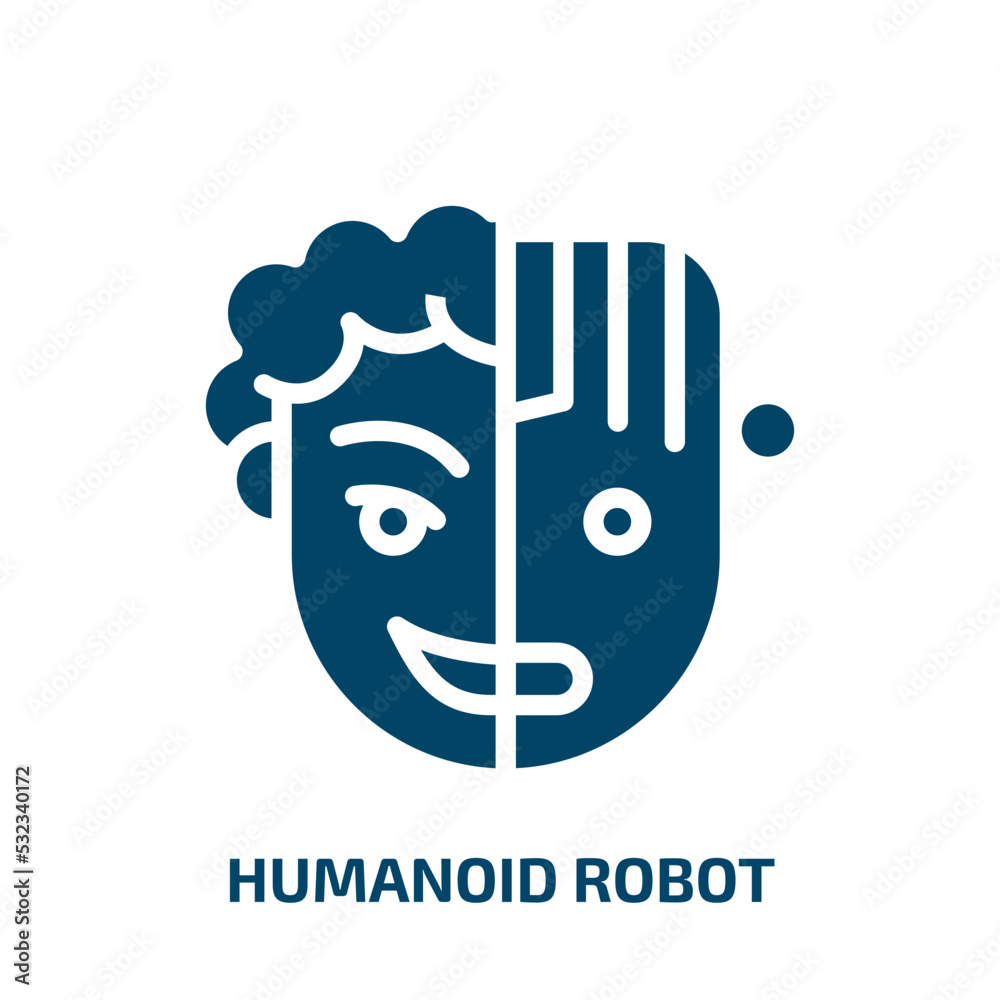 humanoid robot icon from technology collection. Filled humanoid robot ...