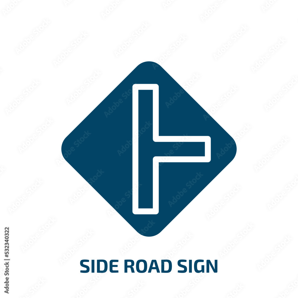 side road sign icon from traffic signs collection. Filled side road ...