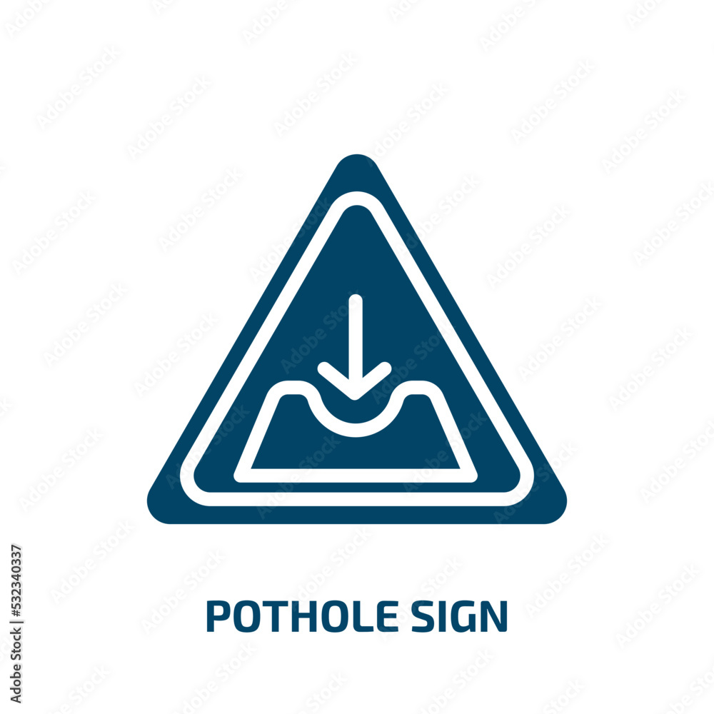 pothole sign icon from traffic signs collection. Filled pothole sign ...