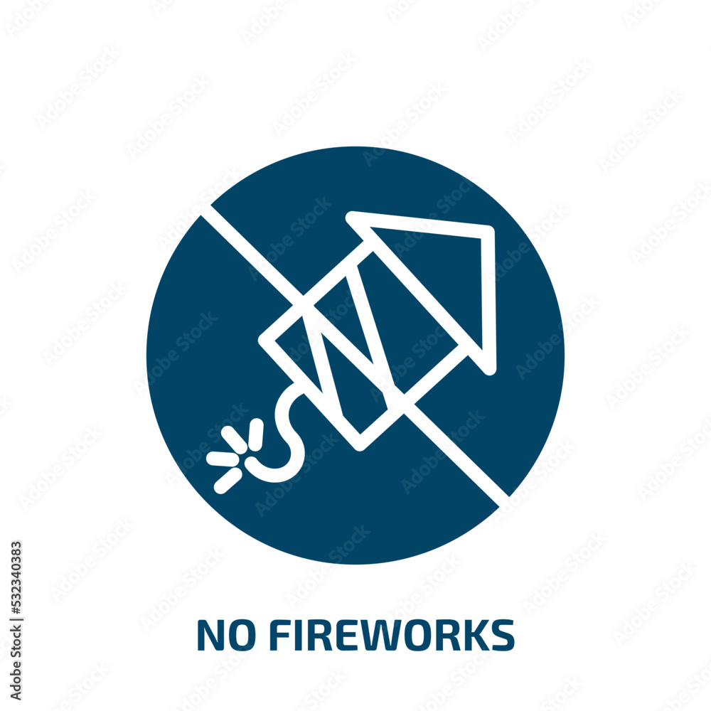 no fireworks icon from traffic signs collection. Filled no fireworks ...