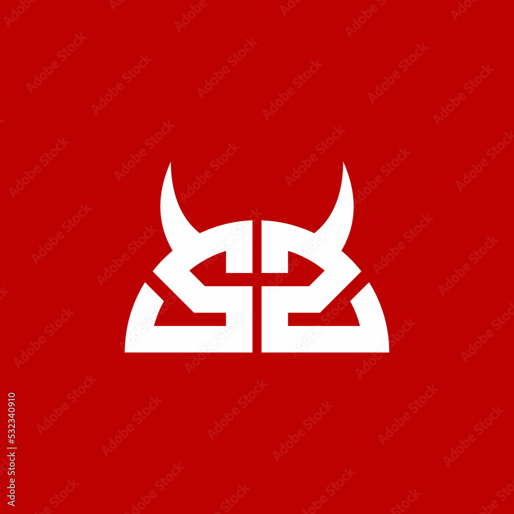 Half circle of letter S alphabet mirrored with devil horn shape for ...
