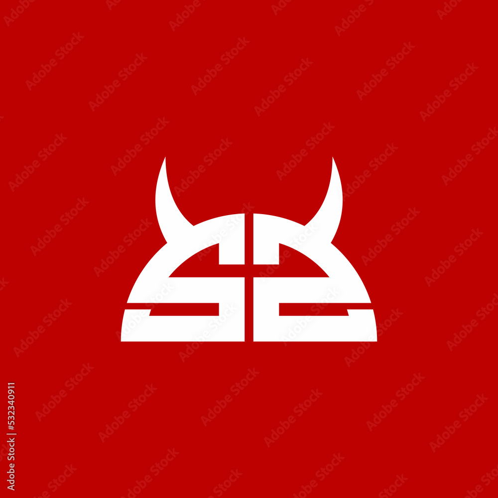 Half circle of letter S mirrored with devil horn shape for initial logo ...