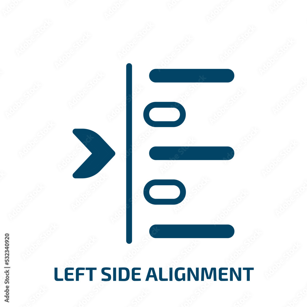 left side alignment icon from user interface collection. Filled left side alignment, left, align ...