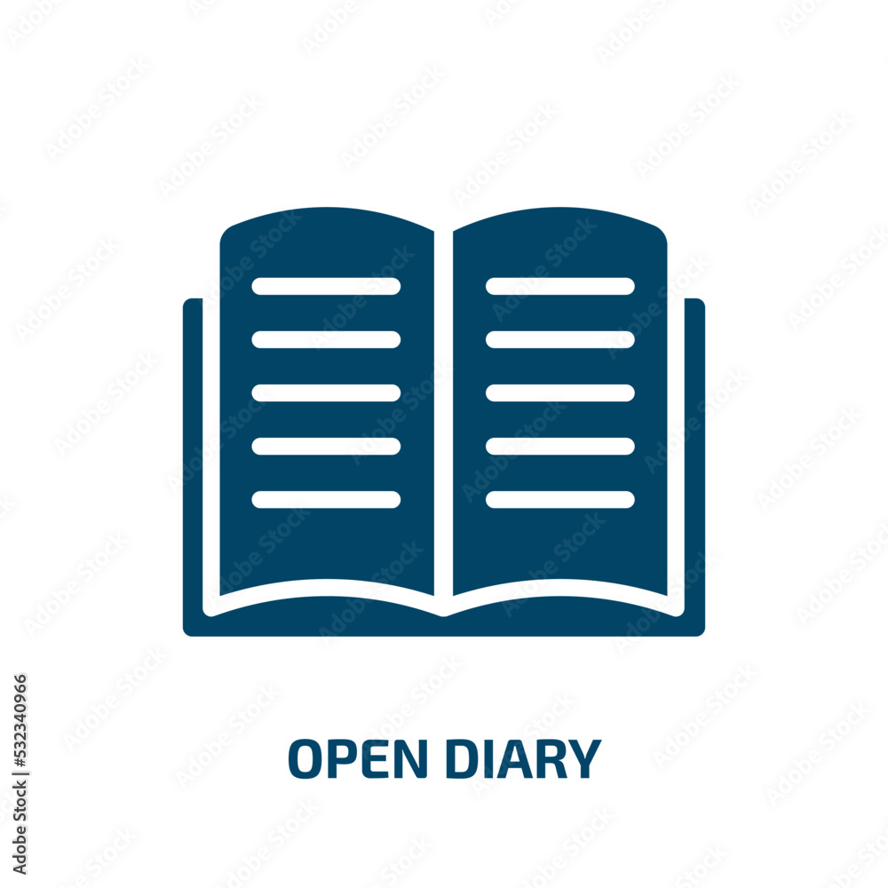 open diary icon from user interface collection. Filled open diary ...
