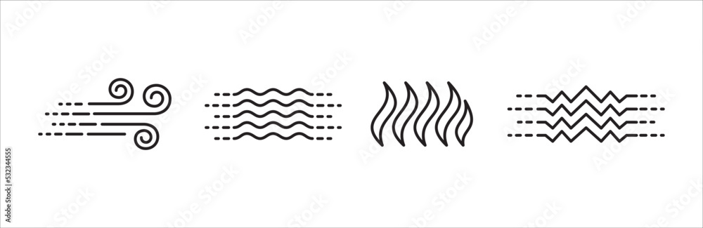Four elements icon set. Four element energy symbol sets. Wind, air ...