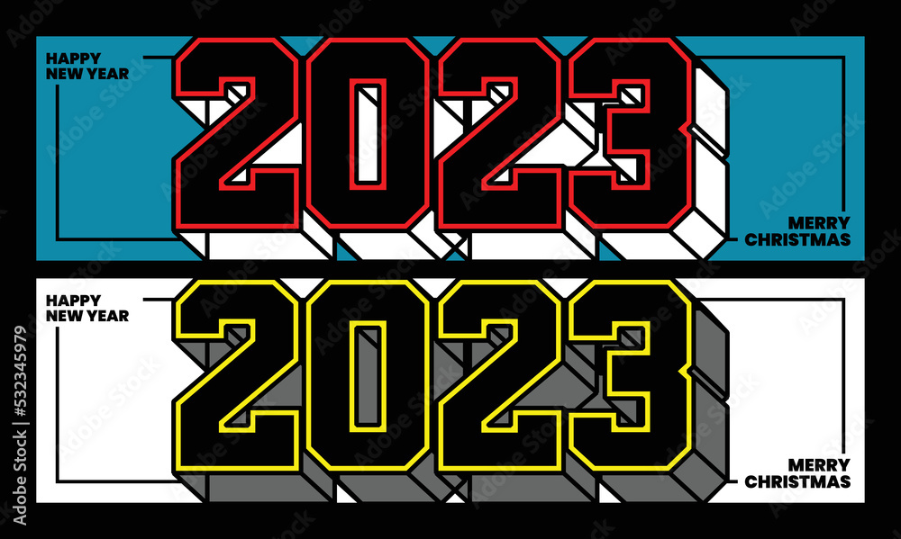2023 number Happy New Year poster vector illustration.Magazine,poster ...