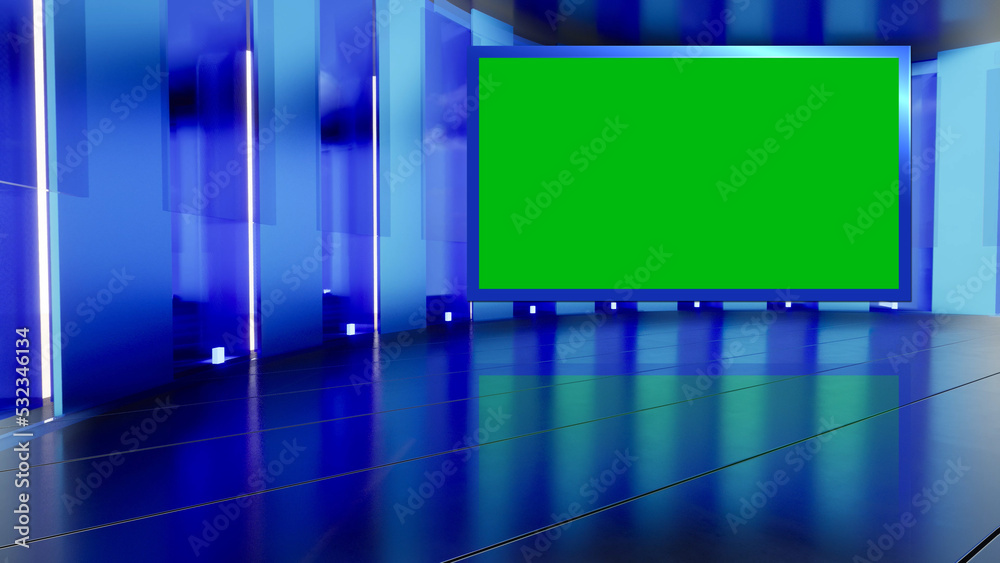 3D Virtual TV Studio News, Backdrop For TV Shows .TV On Wall.3D Virtual ...