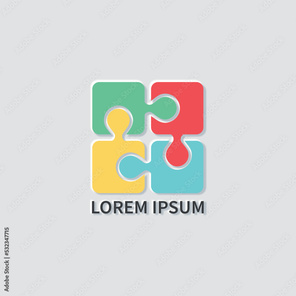 Beautiful logo in the shape of puzzle pieces. Stylish with soft colors ...