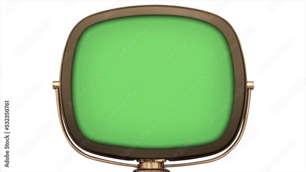 Green screen 3d TV 1958 retro tv build in style slide left & turn on ...
