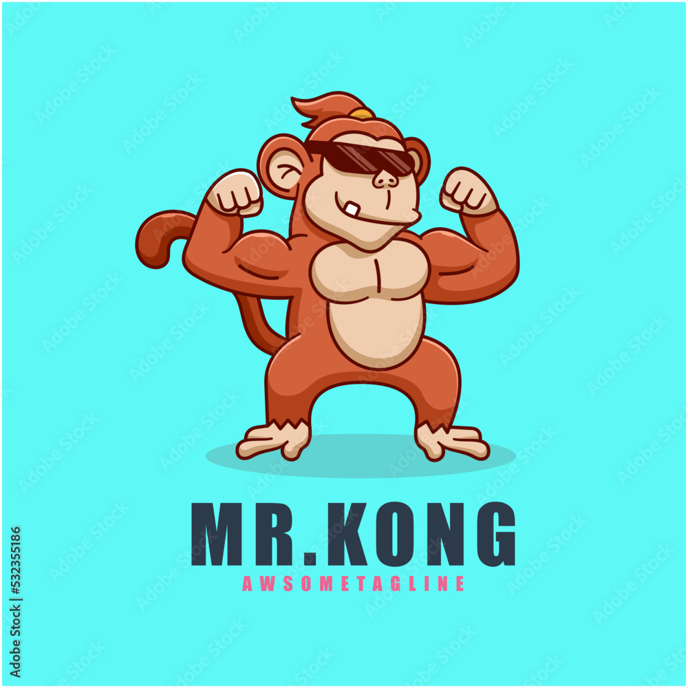 cute kong character mascot design Stock Vector | Adobe Stock