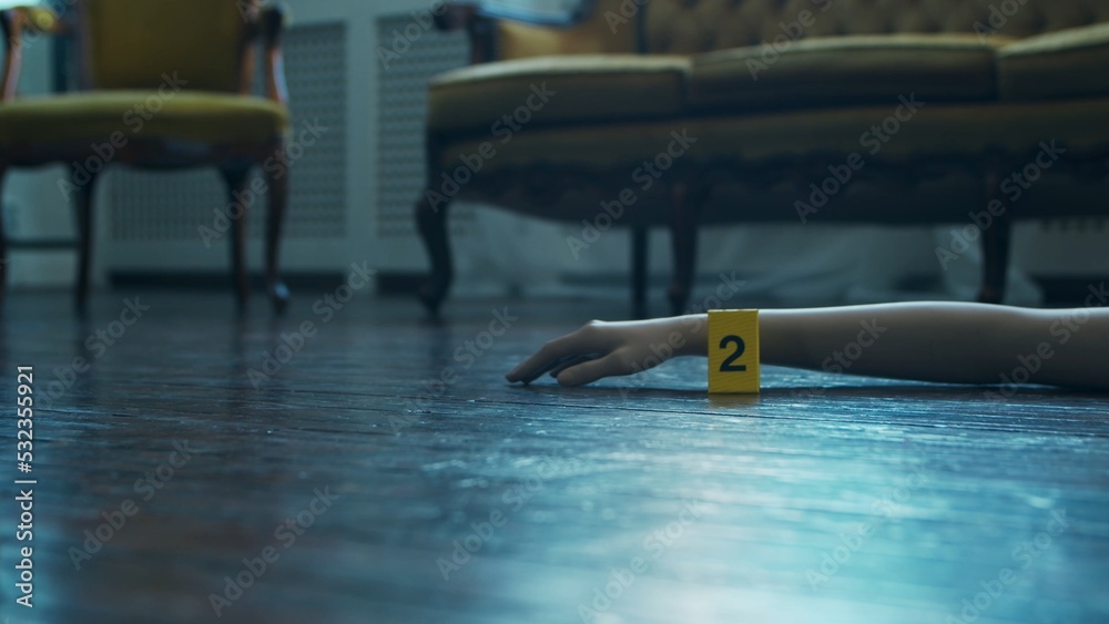 Closeup of a Crime Scene in a Deceased Person's Home. Dead man, Police ...