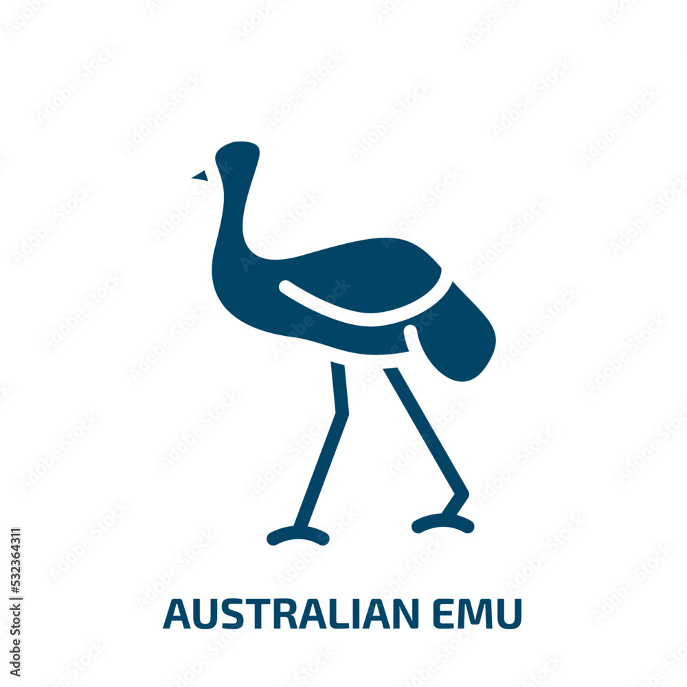 australian emu icon from culture collection. Filled australian emu ...