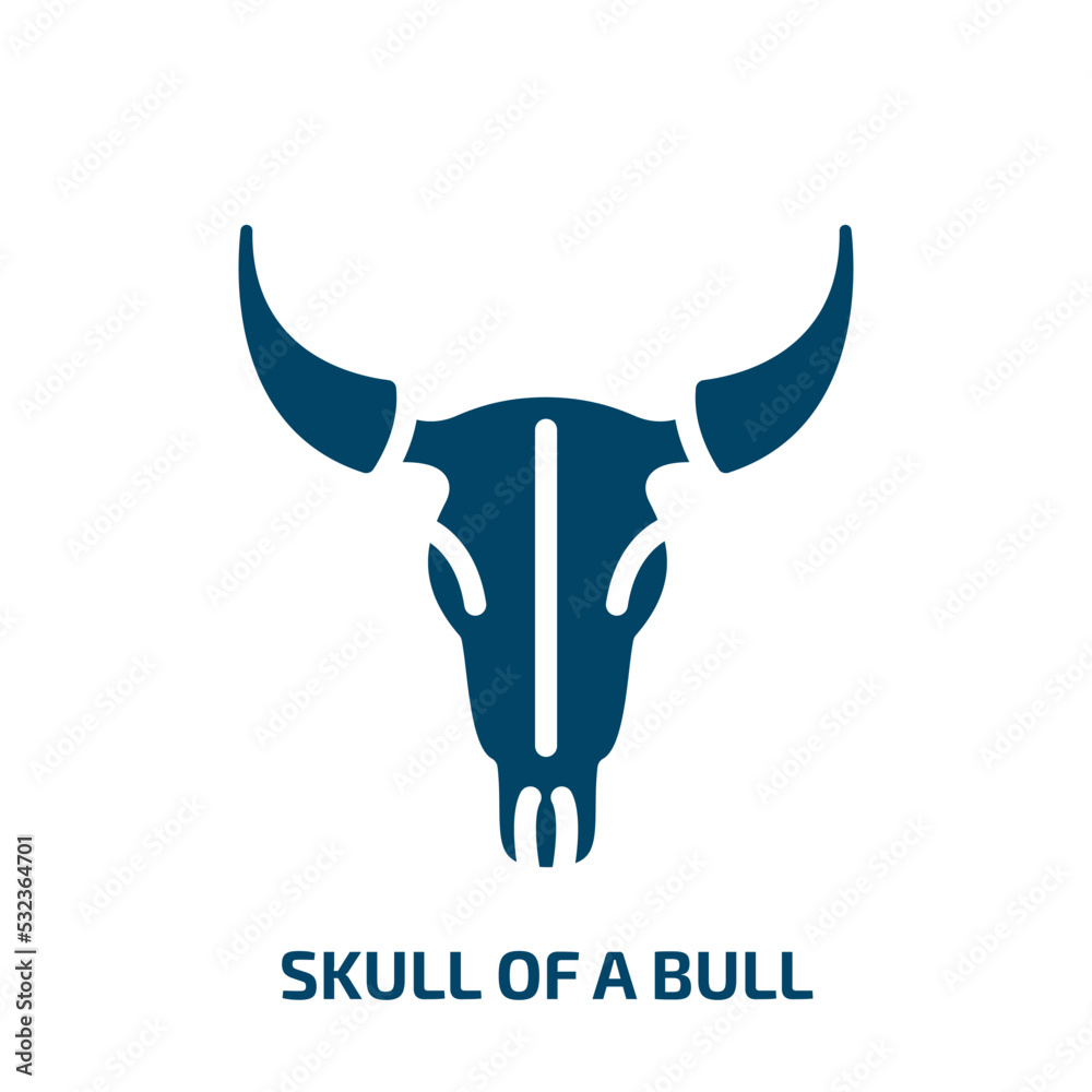 skull of a bull icon from culture collection. Filled skull of a bull ...