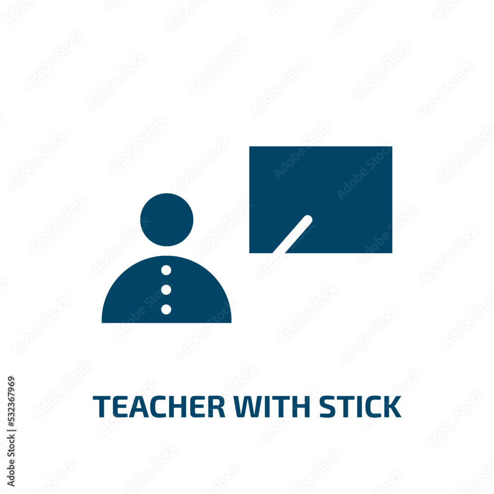 teacher with stick icon from education collection. Filled teacher with ...