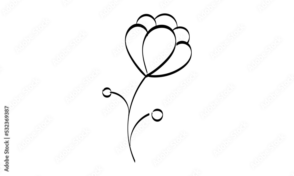 Floral Art. flower drawing with line-art. Drawing vector graphics with ...
