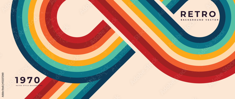 Abstract colorful 70s background vector. Vintage retro style wallpaper ...