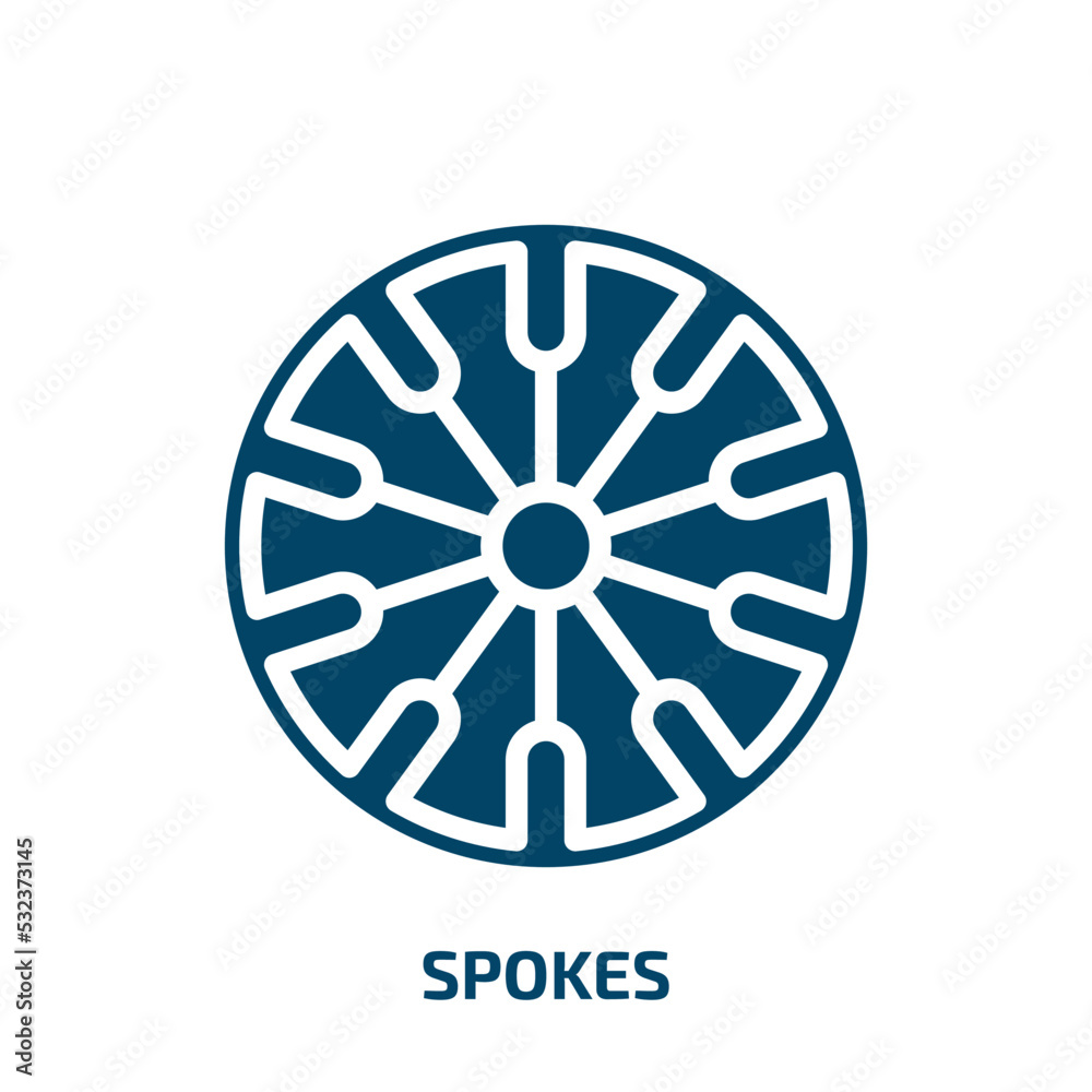 spokes icon from sew collection. Filled spokes, spoke, wheel glyph ...