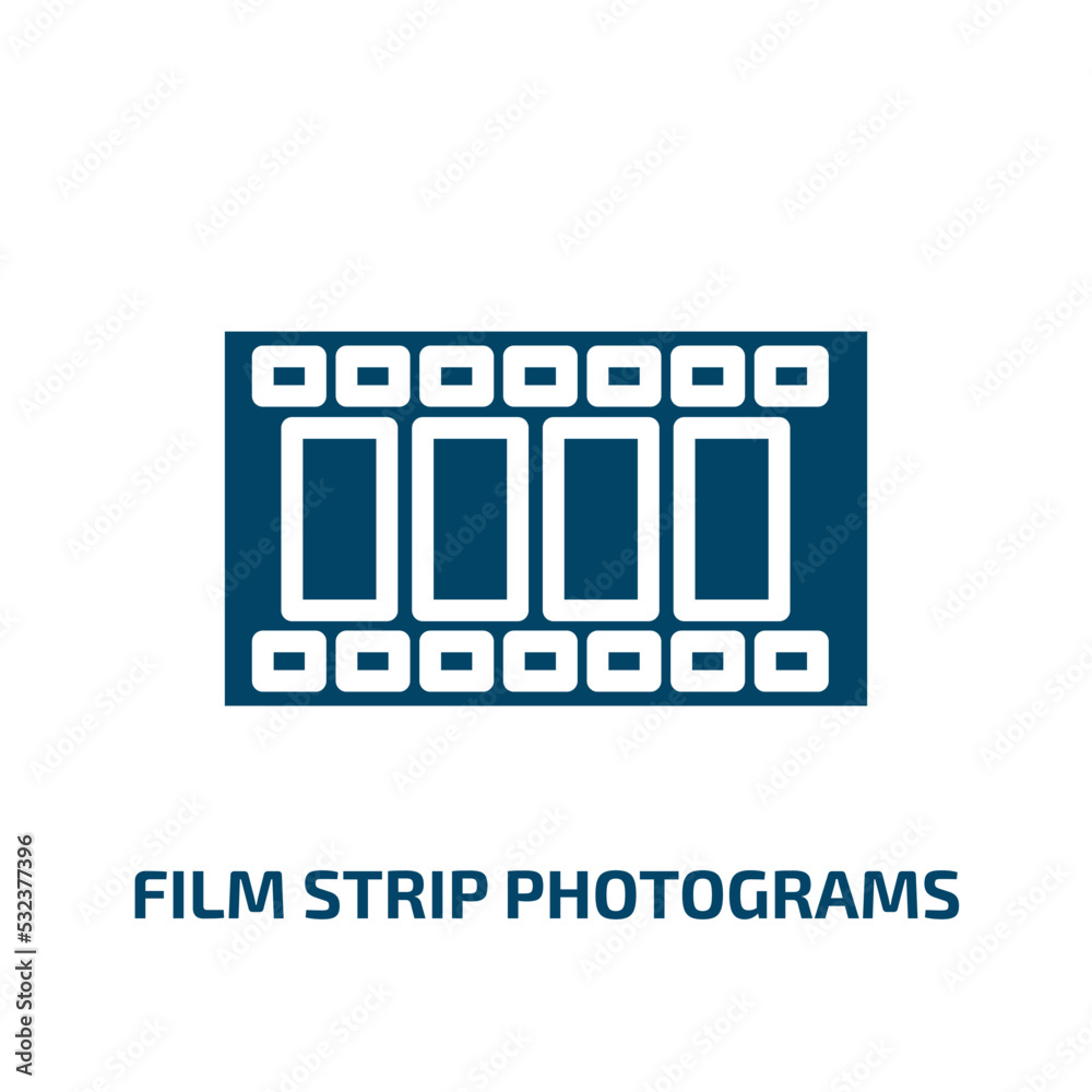 film strip photograms icon from tools and utensils collection. Filled film strip photograms ...